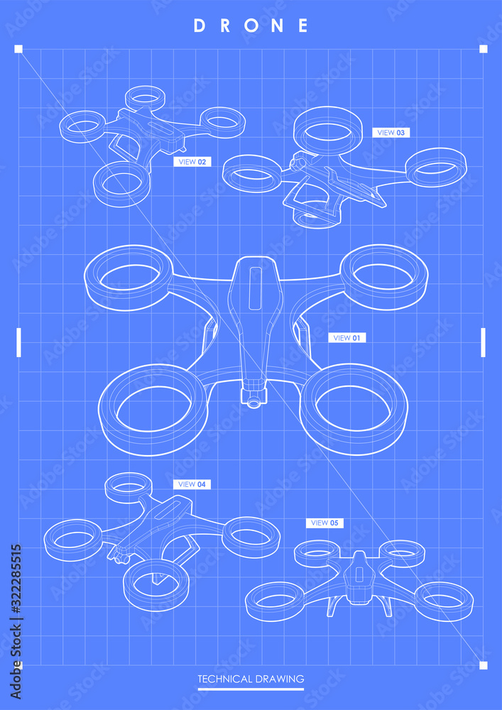 Drone or quadcopter with camera, Modern template for web and print. Hi ...
