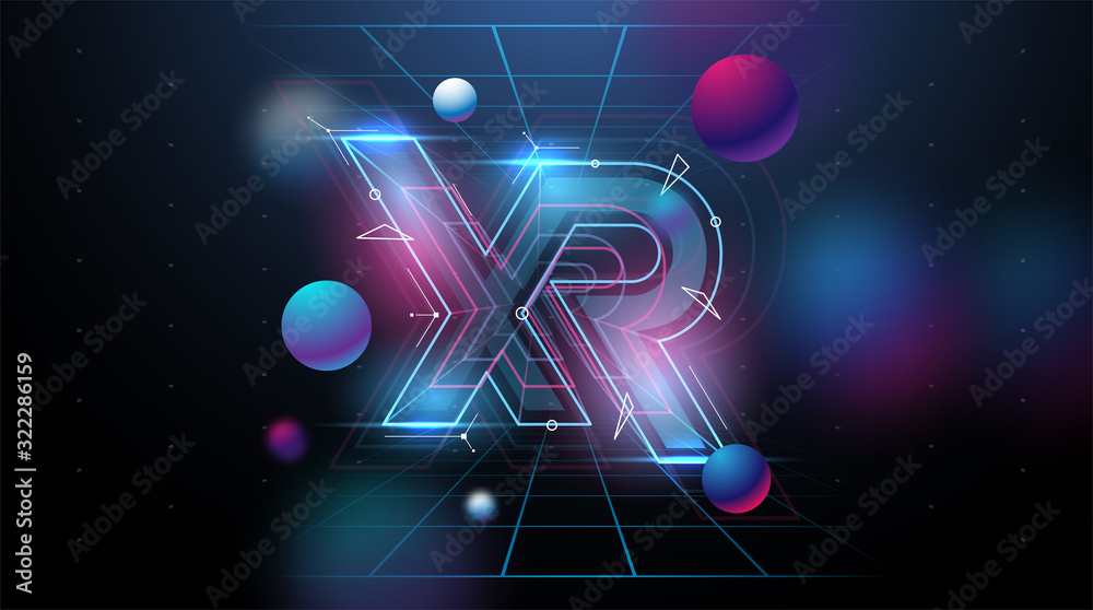 XR logo layout. Modern template for web and print. Cross reality ...
