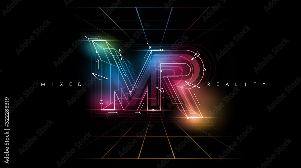 MR logo layout. Modern template for web and print. Mixed reality ...