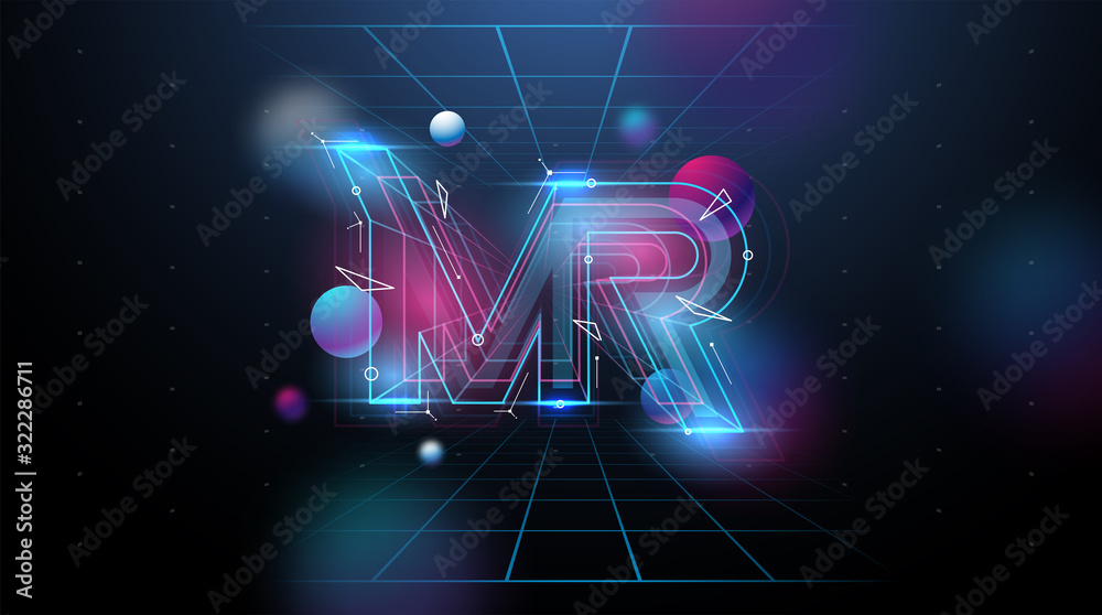 MR logo layout. Modern template for web and print. Mixed reality ...