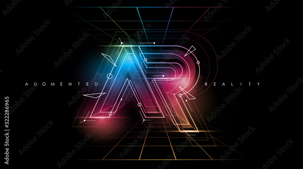 AR logo layout. Modern template for web and print. Augmented reality ...