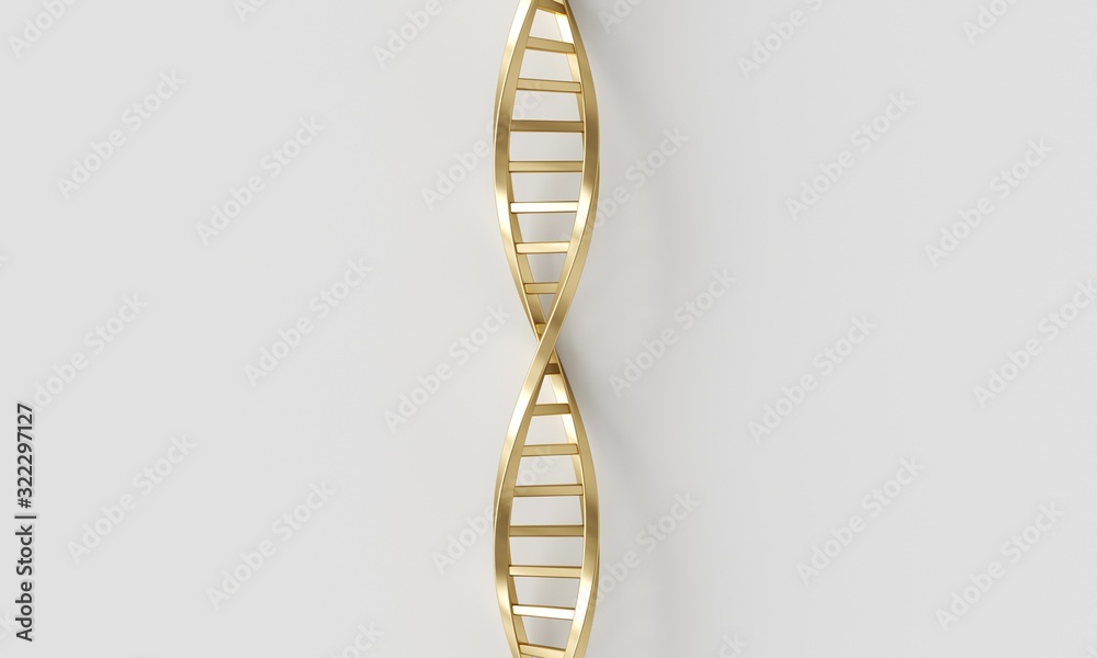 Golden Dna model isolated in white background. Science and technology ...