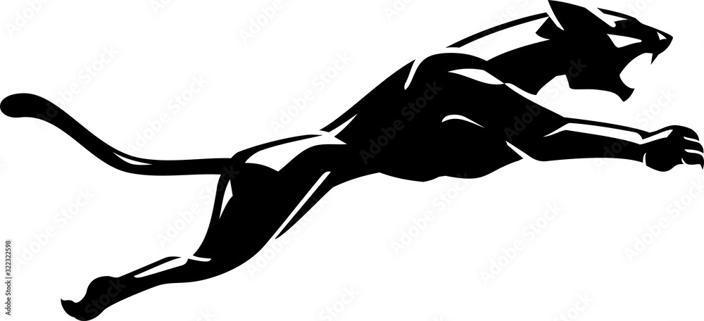 Black Panther Jump, Logo Symbol Shadowed Illustration Stock Vector ...