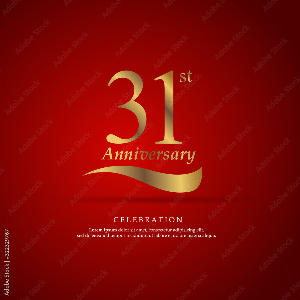 31th anniversary golden logo text decorative. With dark background ...