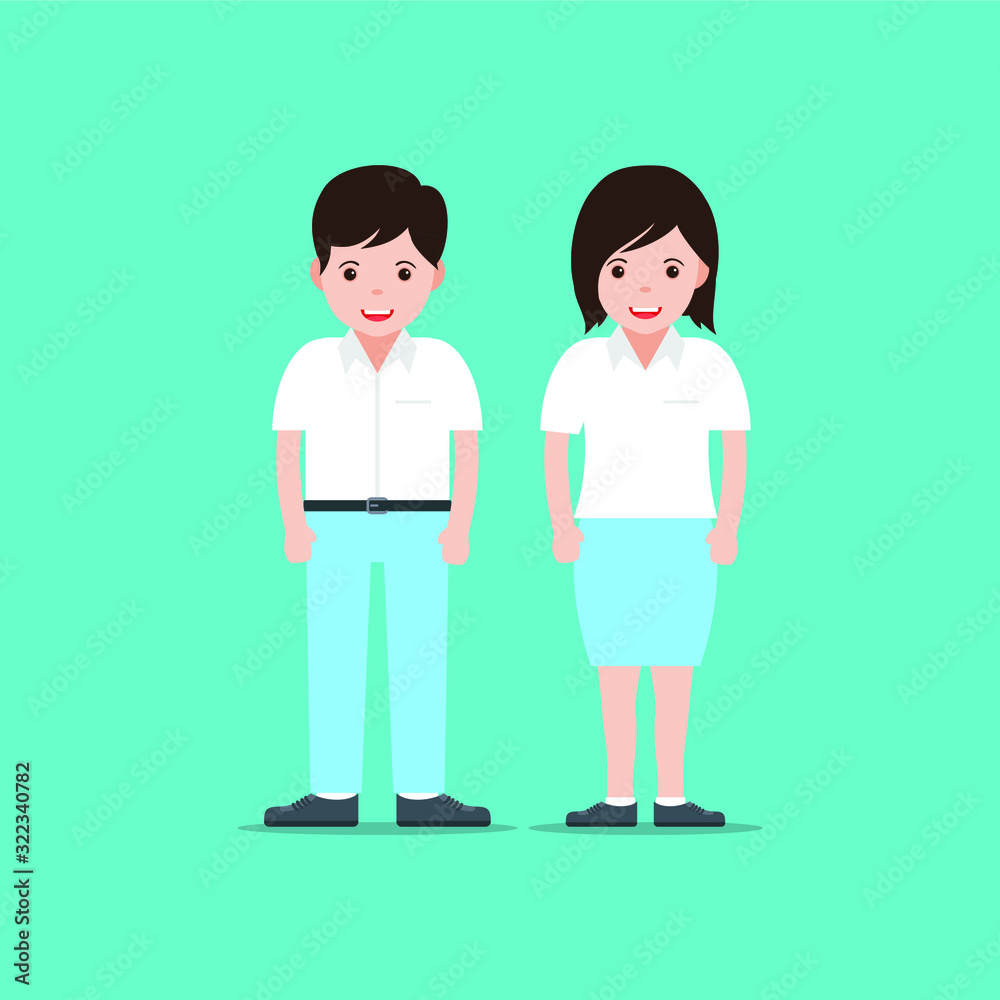 Indonesian Senior High School kids. Boy and Girl Student Wearing Gray ...