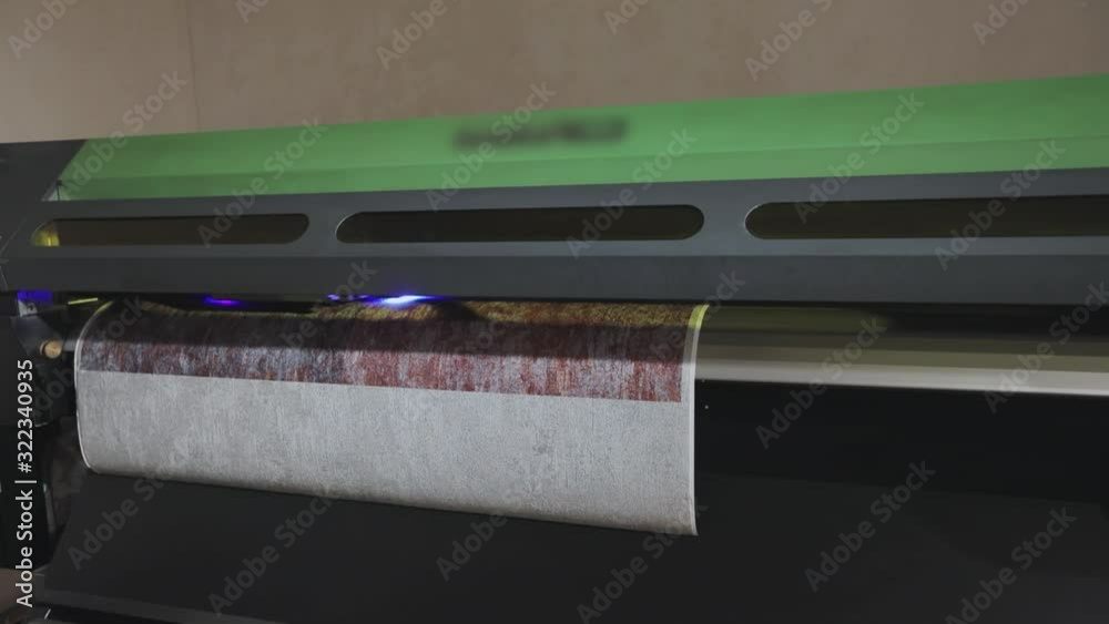 Industrial printer making new wallpaper sample. Modern wallpaper ...