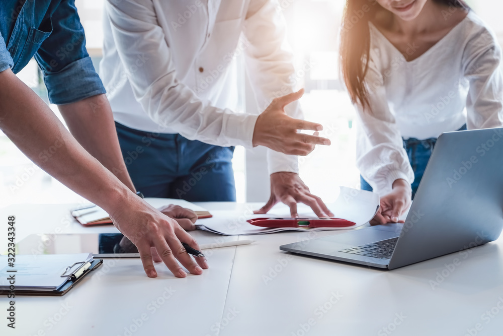 Engineers or architects are consulting the design of building ...