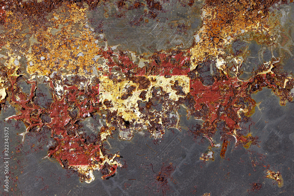 Rust on metal texture, pattern. Eaten away with rust. Ferric oxide ...