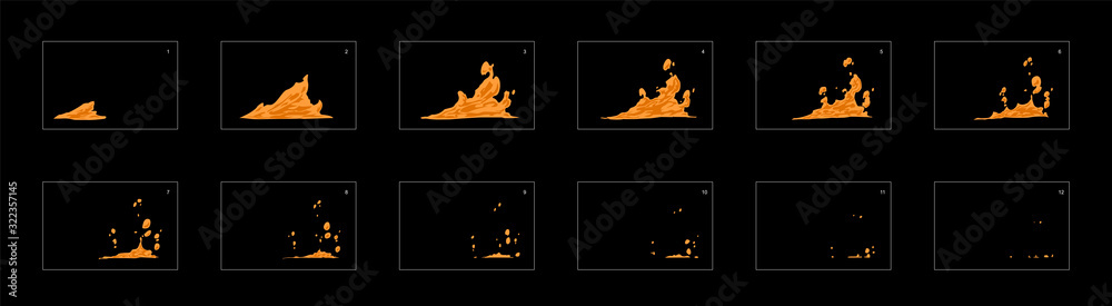 Dust splash effect. dust effect sprite sheet for cartoon, animation ...