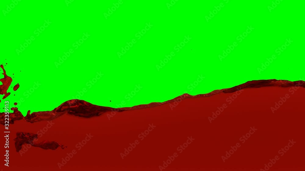 Animated front view of great amount of flowing and splashing cranberry ...