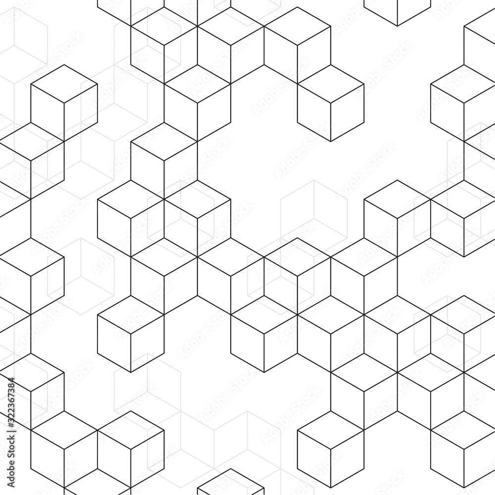 Abstract background with intersecting geometric cubic and hexagon ...