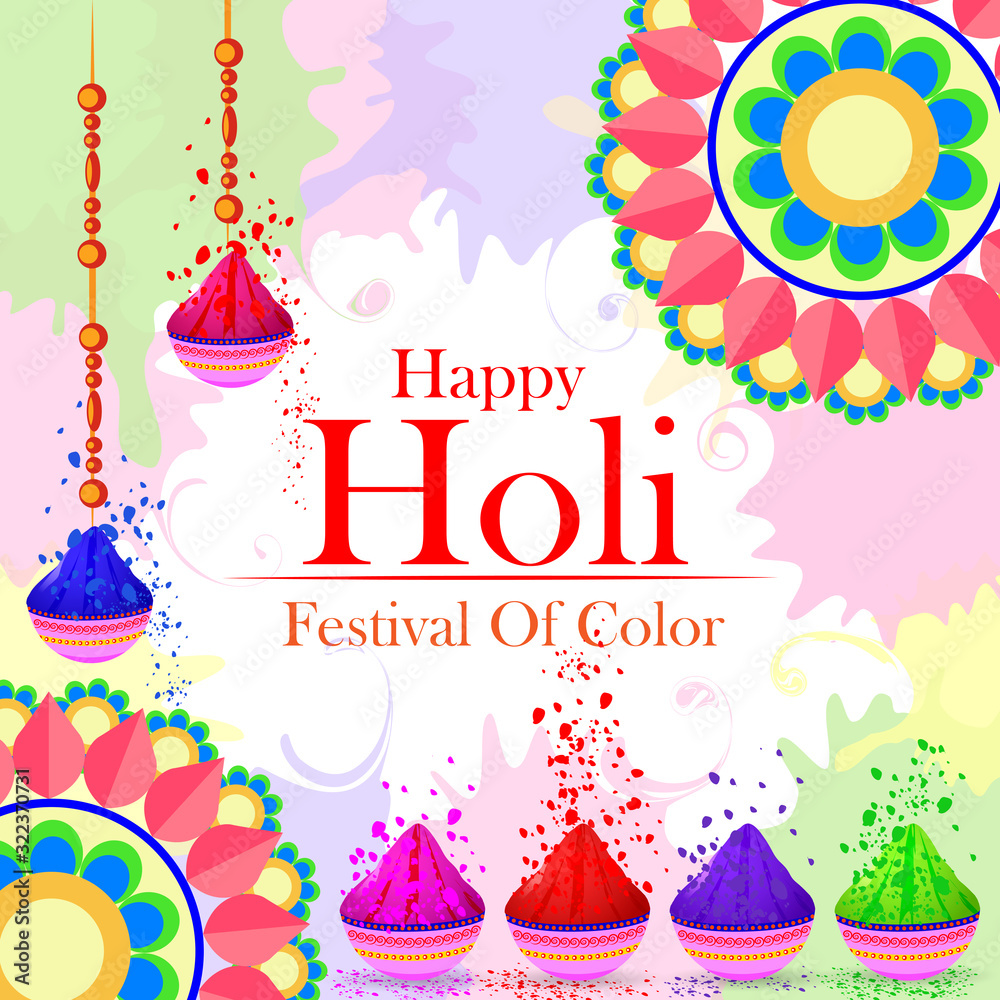 vector illustration of India Festival of Color Happy Holi background ...