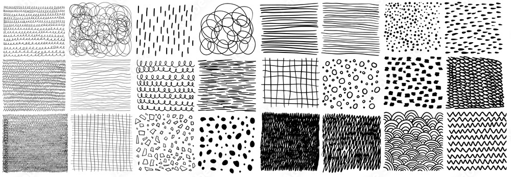 Vector collection of hand-drawn texture, lines, dots, scribbles ...
