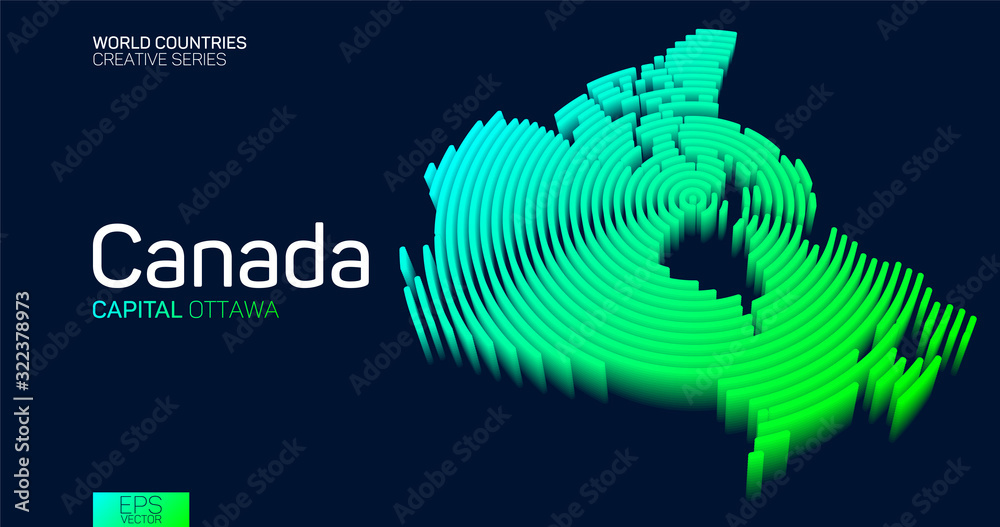 Isometric map of Canada with neon circle lines Stock Vector | Adobe Stock