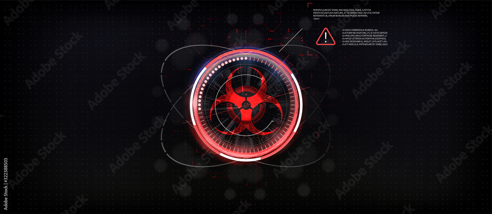 Biohazard sign, on an abstract background. Labels attention danger ...