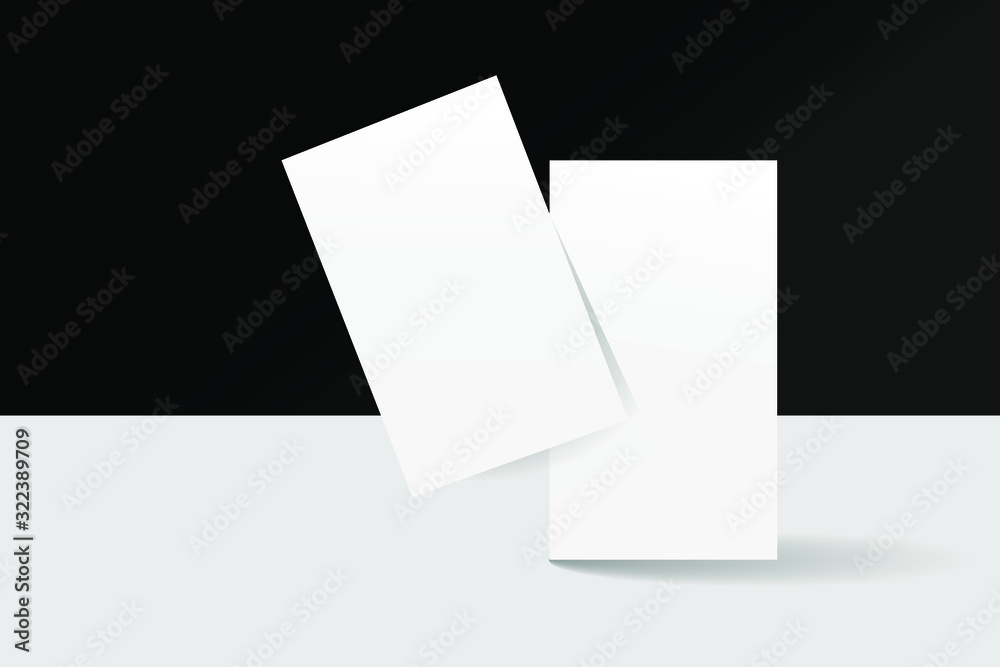 Realistic floating white vertical business card mockup vector ...