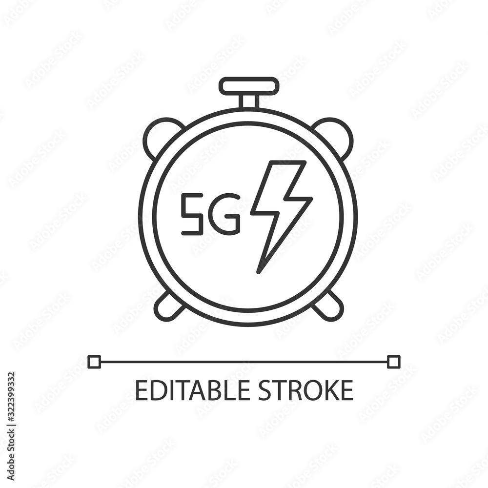 5G stopwatch pixel perfect linear icon. High performance. Low latency ... 5G stopwatch pixel perfect linear icon. High performance. Low latency ...