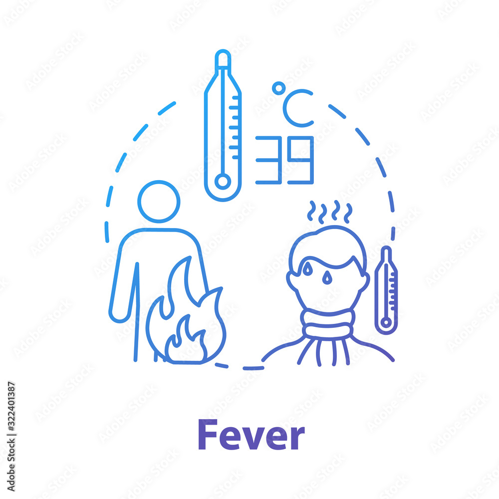Fever concept icon. Health care. High temperature. Inflammation from ...