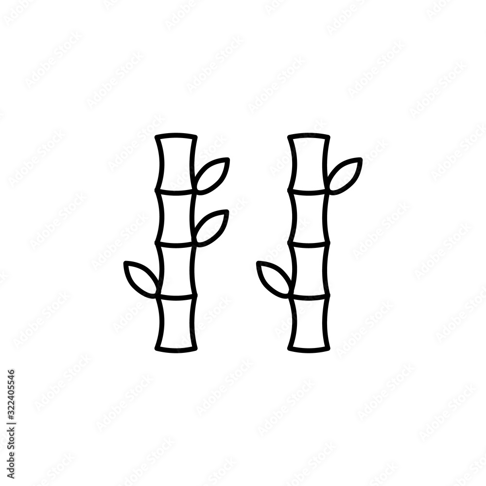 Bamboo with leaves, Diwali icon. Simple line, outline vector religion ...