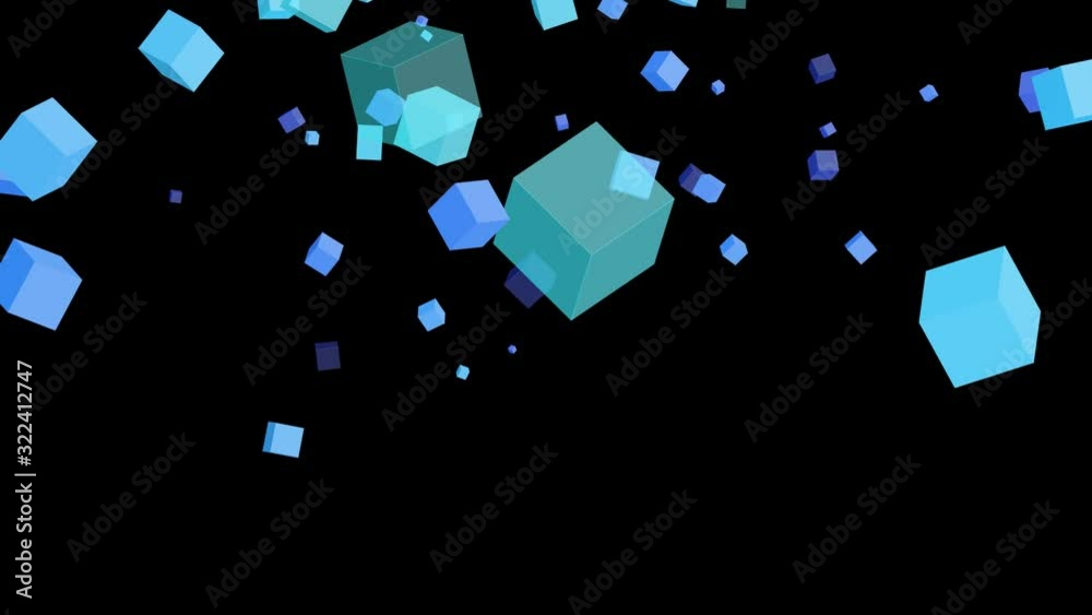 Cubes. Falling cubes.Blue and aquamarine cubes randomly fall from top ...