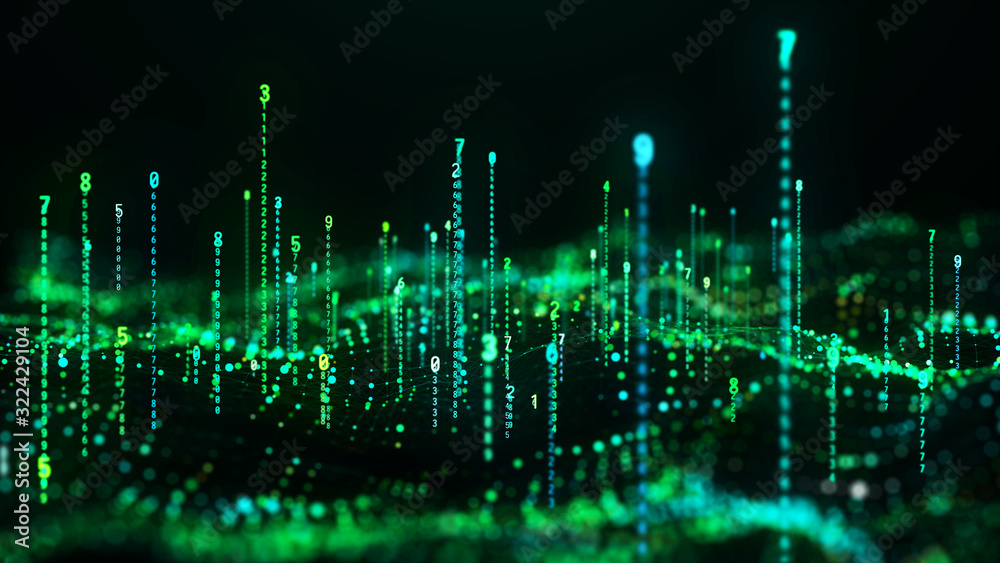 Big data visualization. Technology wave. Science background. Digital ...