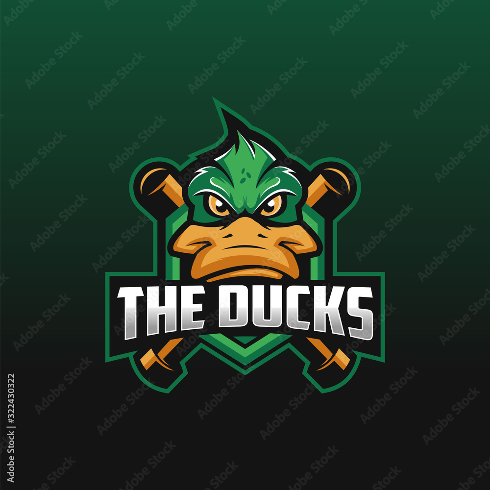 The Ducks logo design inspiration for baseball club. Duck mascot logo ...