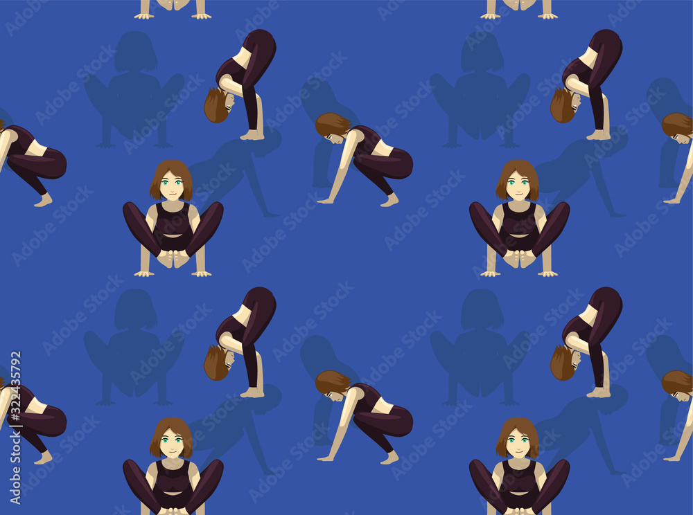 Shoulder Pressing Pose Yoga Manga Cartoon Vector Seamless Background ...