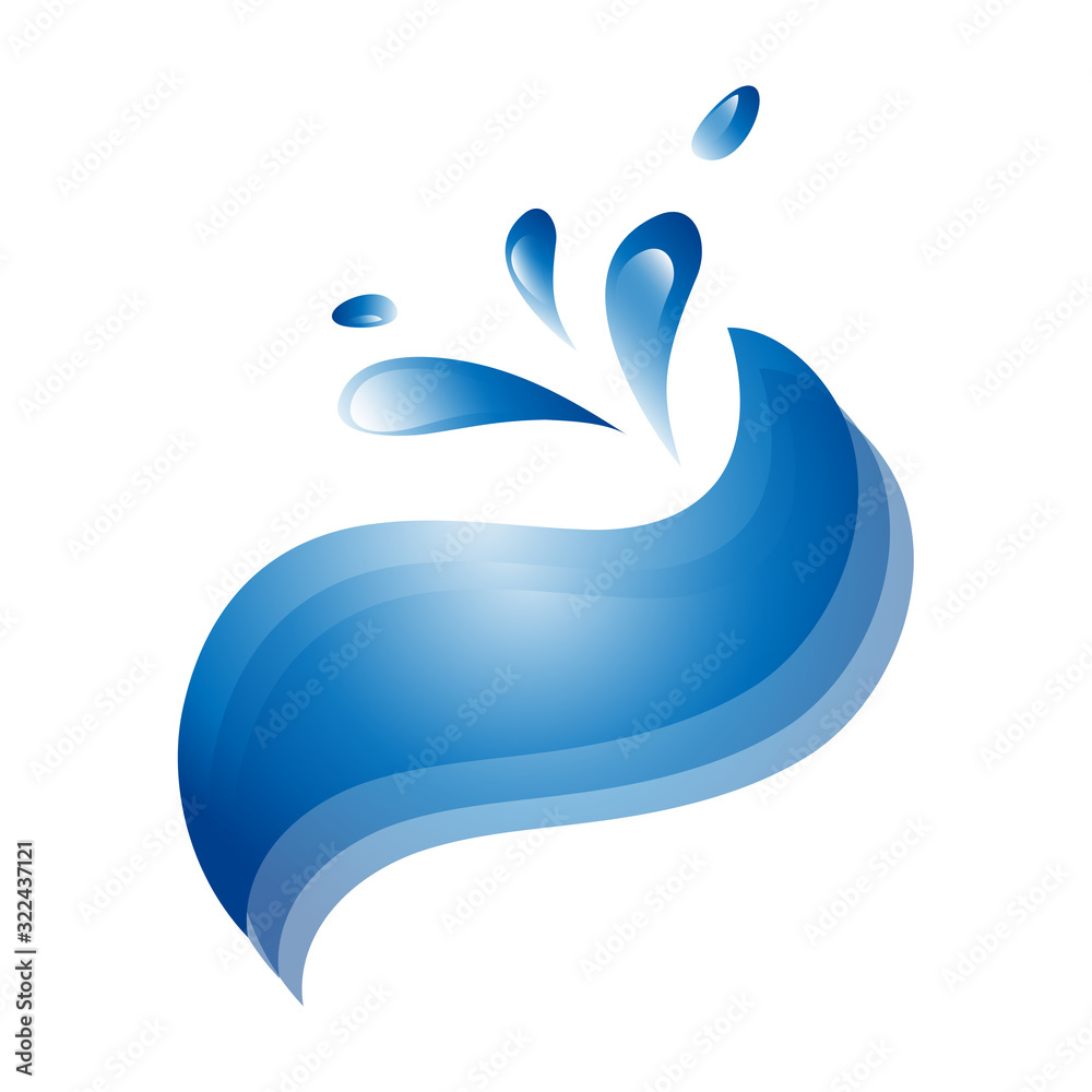 Water Wave Icon. Surf Logo. Vector Isolated On White Background. Hand ...