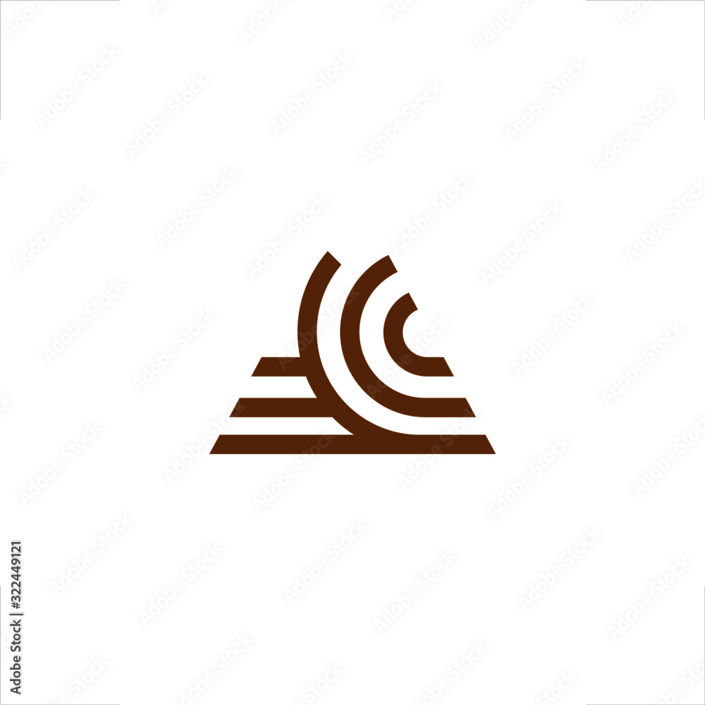 volcano logo ocean wave and in triangle shape design Stock Vector ...