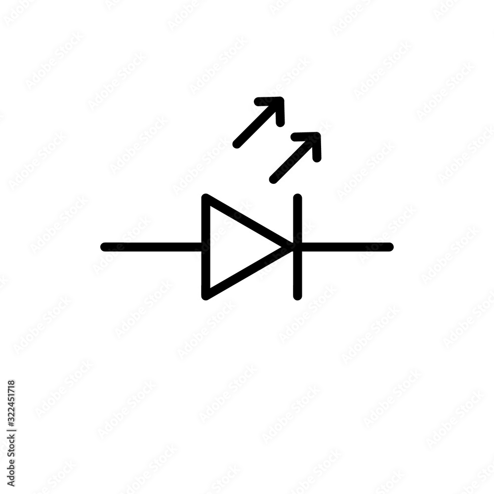 LED Light Emitting Diode Component Symbol For Circuit Design Stock ...