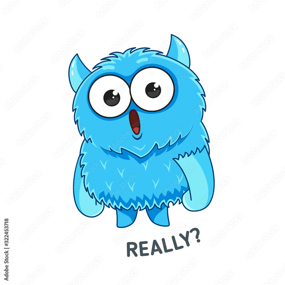Blue emotional monster vector character Stock Vector | Adobe Stock
