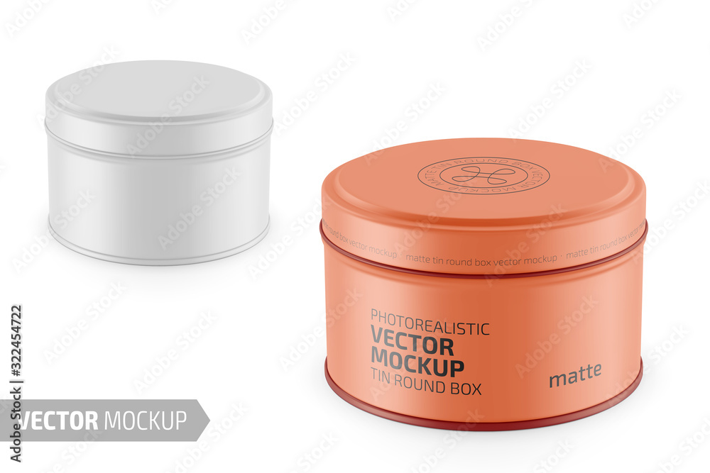 Round matte tin round box template. Stock Vector | Adobe Stock