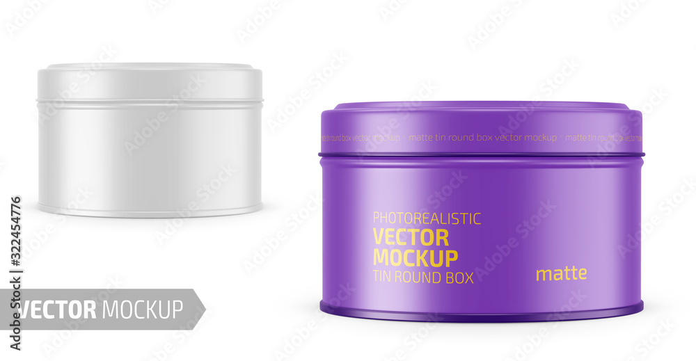 Round matte tin round box template. Stock Vector | Adobe Stock