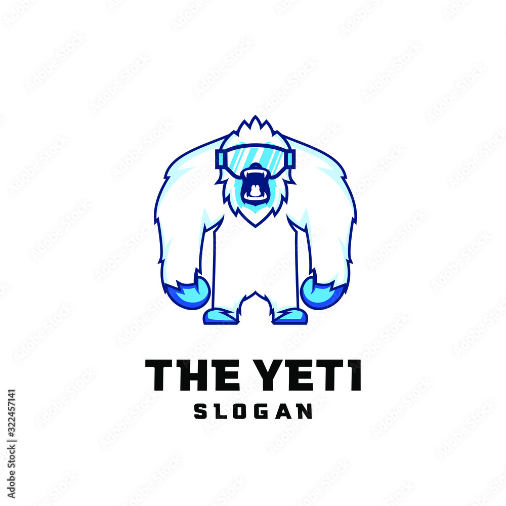 yeti character logo icon design cartoon with snow sunglasses sport ...
