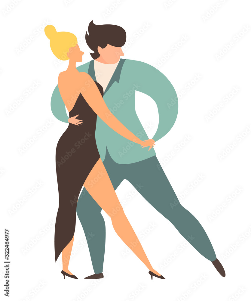 Argentine tango people dancing vector illustration. Elegant man and ...
