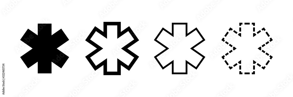 Emergency star vector icons isolated. Ambulance emergency concept ...