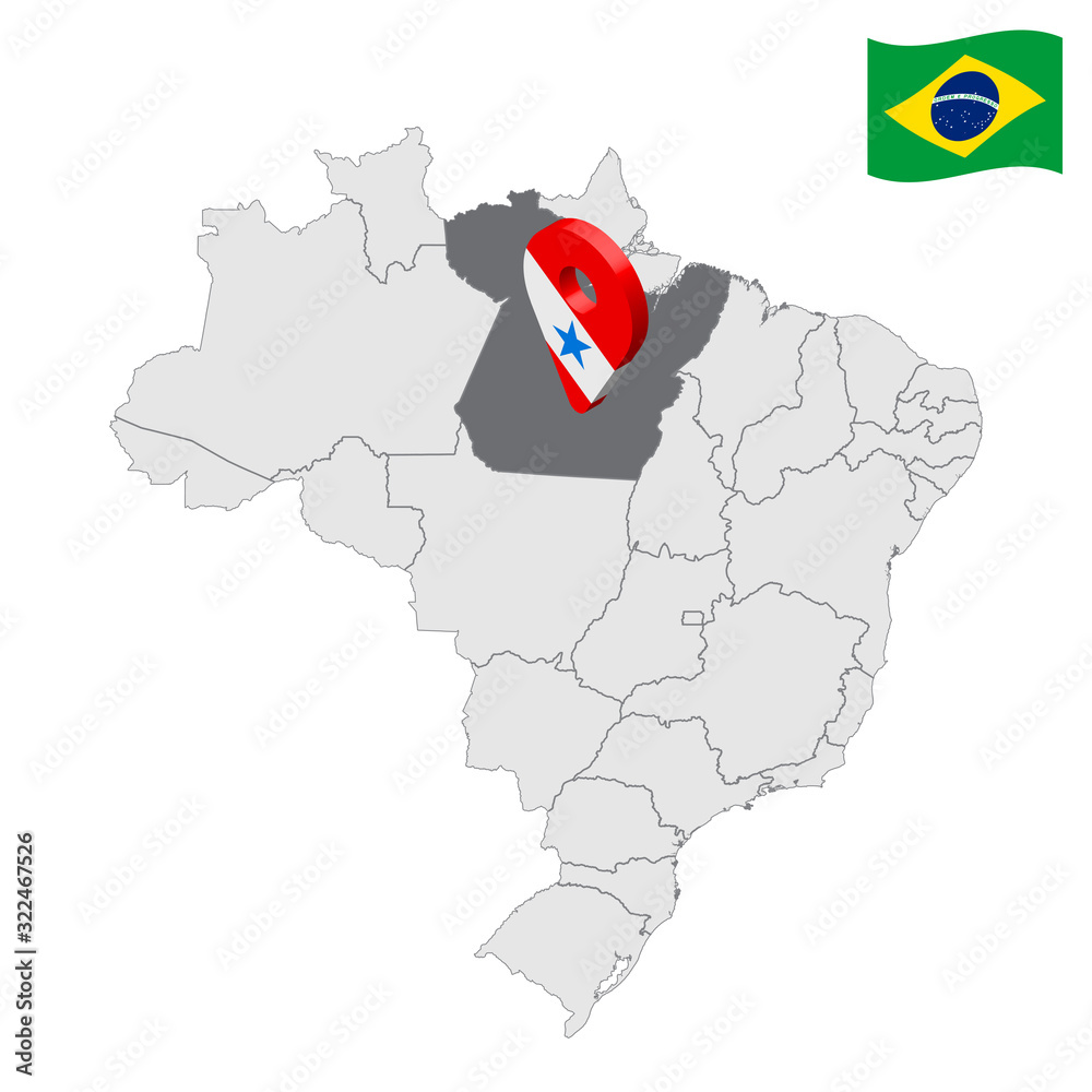 Location of Para on map Brazil. 3d Para location sign similar to the ...