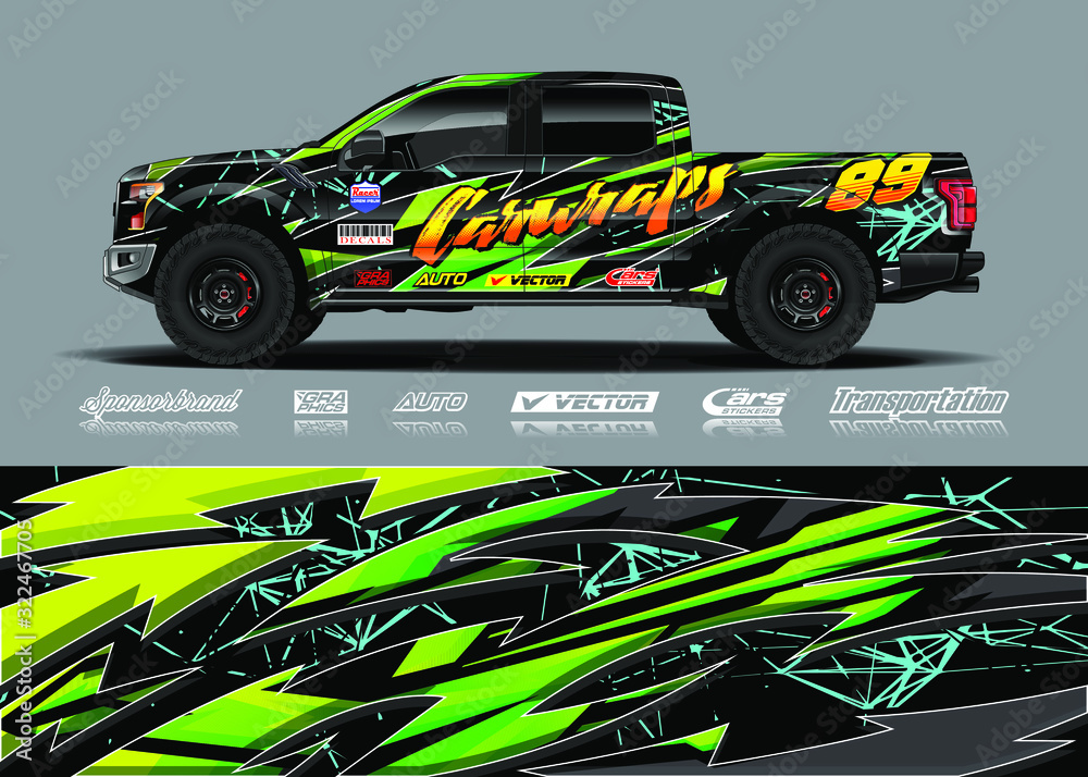 Truck wrap design vector kit. Modern sport graphics. Abstract stripe ...