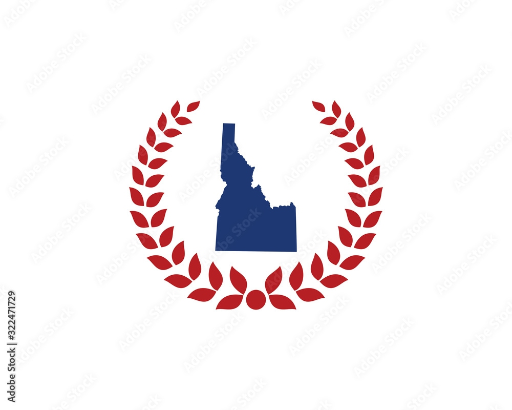Idaho Map And Laurel Wreath Logo Design Template Stock Vector | Adobe Stock