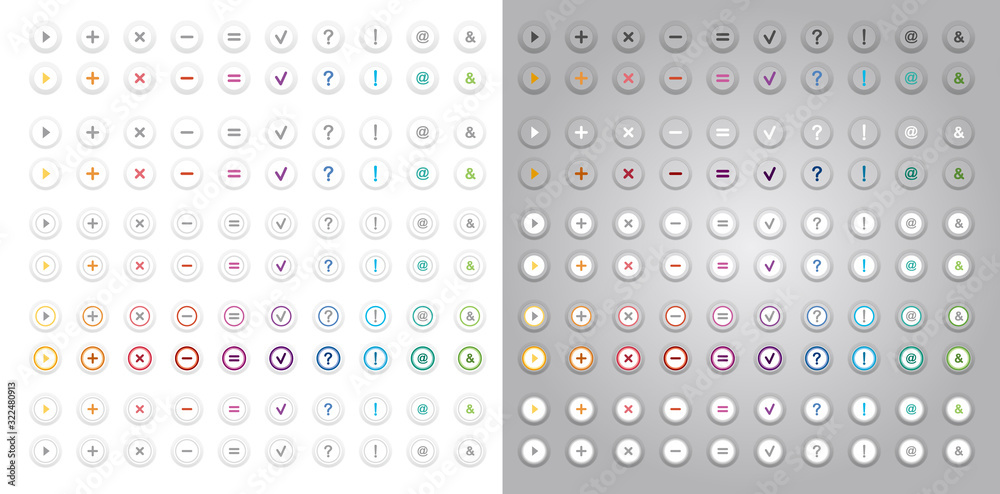 Circular button icon with multiple symbols.Icons that can use extrude ...