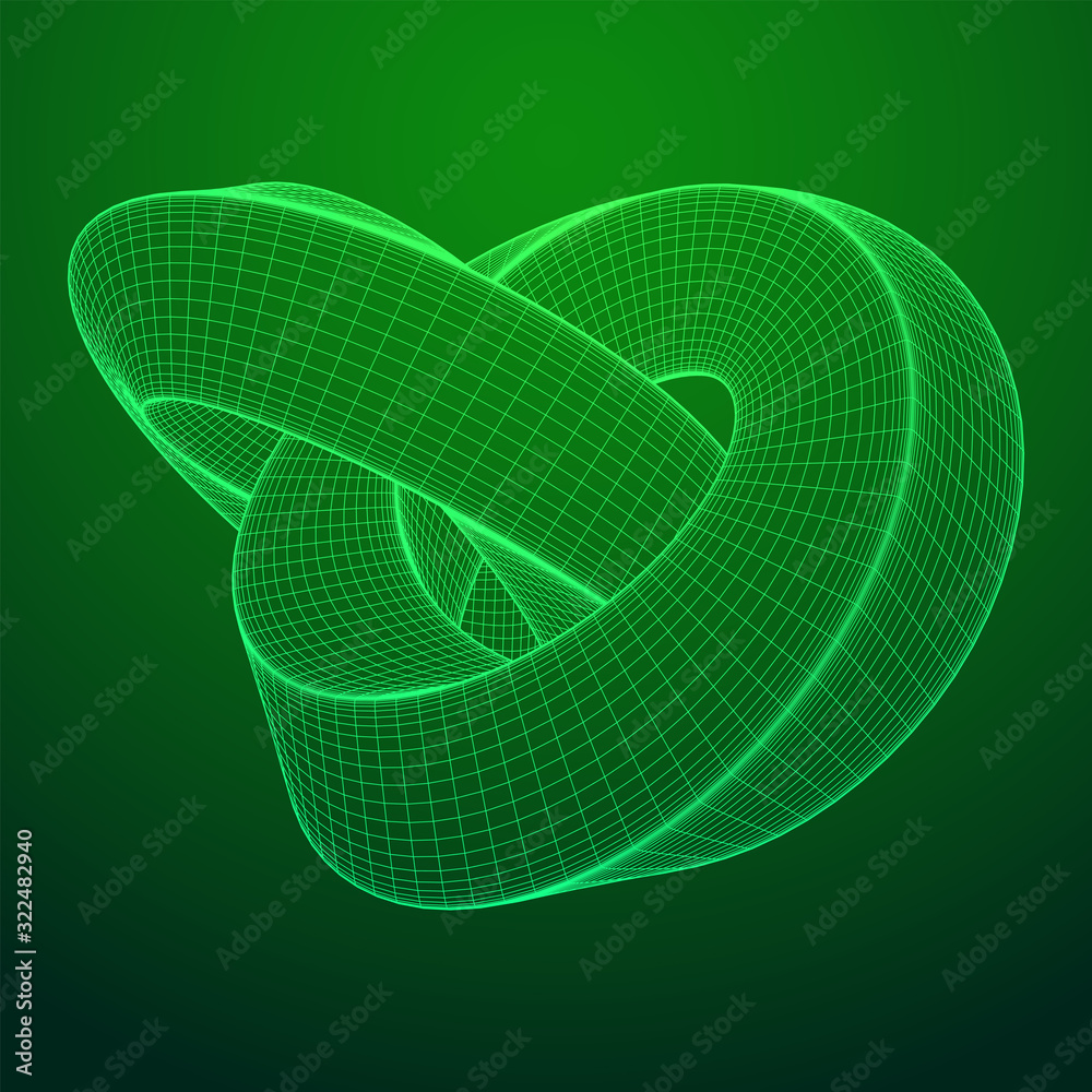 Mobius strip ring knot sacred geometry. Spatial figure with upturned ...