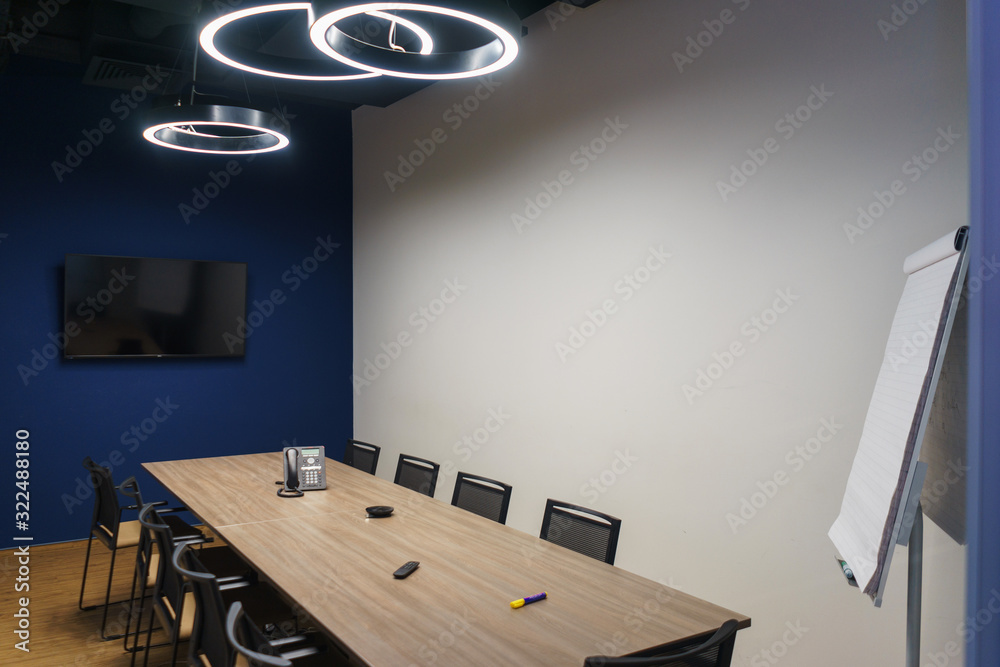 Room for meetings and negotiations in a modern office. Empty corporate ...