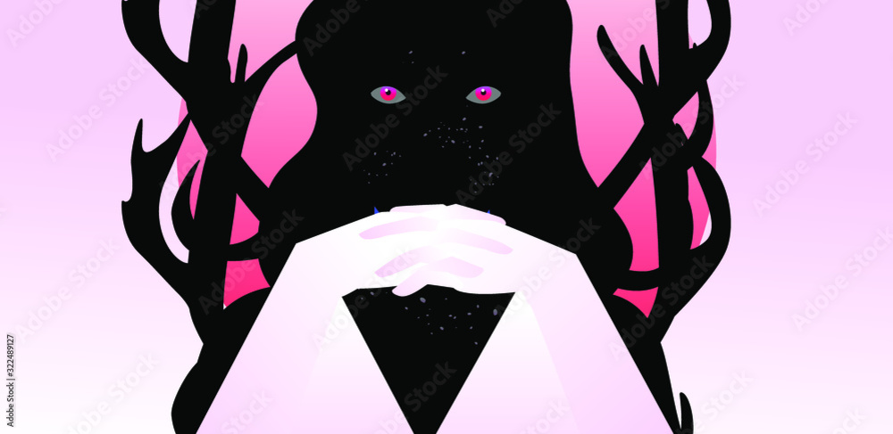 Wendigo (also wetiko), mythological creature with antlers. Conceptual ...