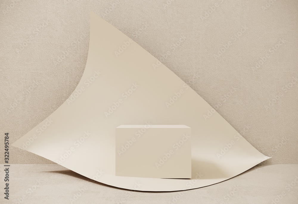 Paper composition of geometric object, boxes.Podium, stand made of ...