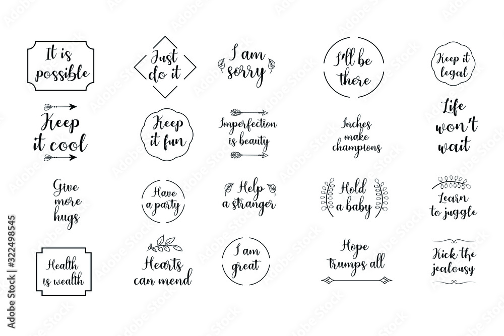 Set of 20 vector Motivation Inspiring Quotes. Ready to post in social ...