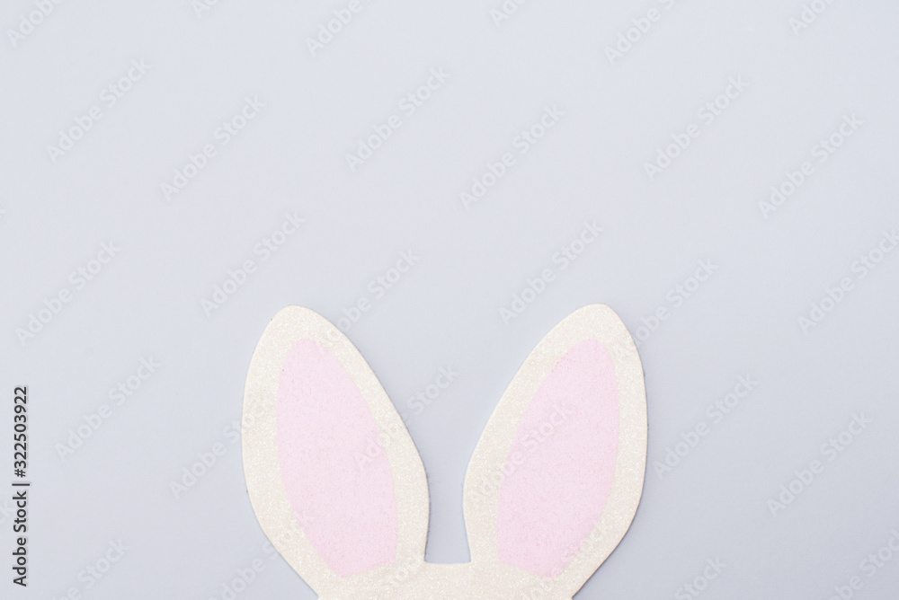 Bunny rabbit ears on bright background. Easter minimal concept. copy ...