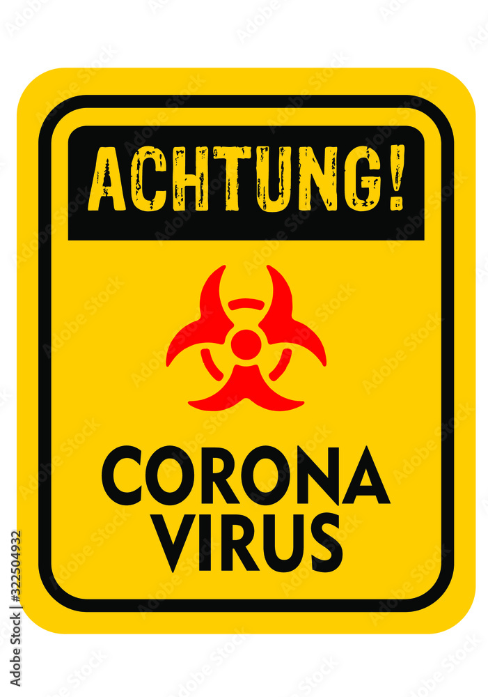 Caution warning in German, beware sign board. Exclamation marks Stock ...