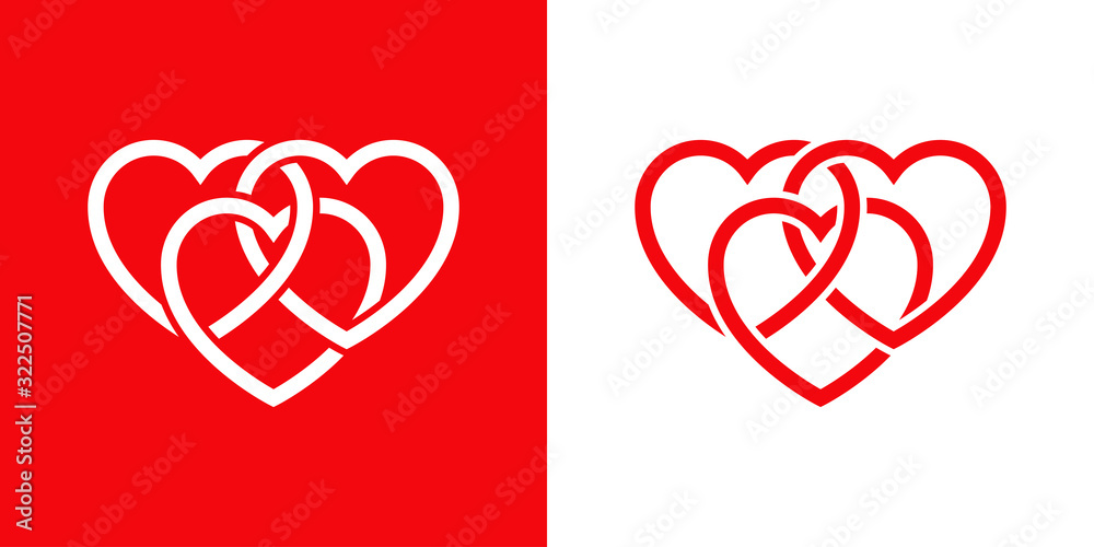 Vecteur Stock Símbolo de amor eterno. Icono plano lineal 3 corazones ...