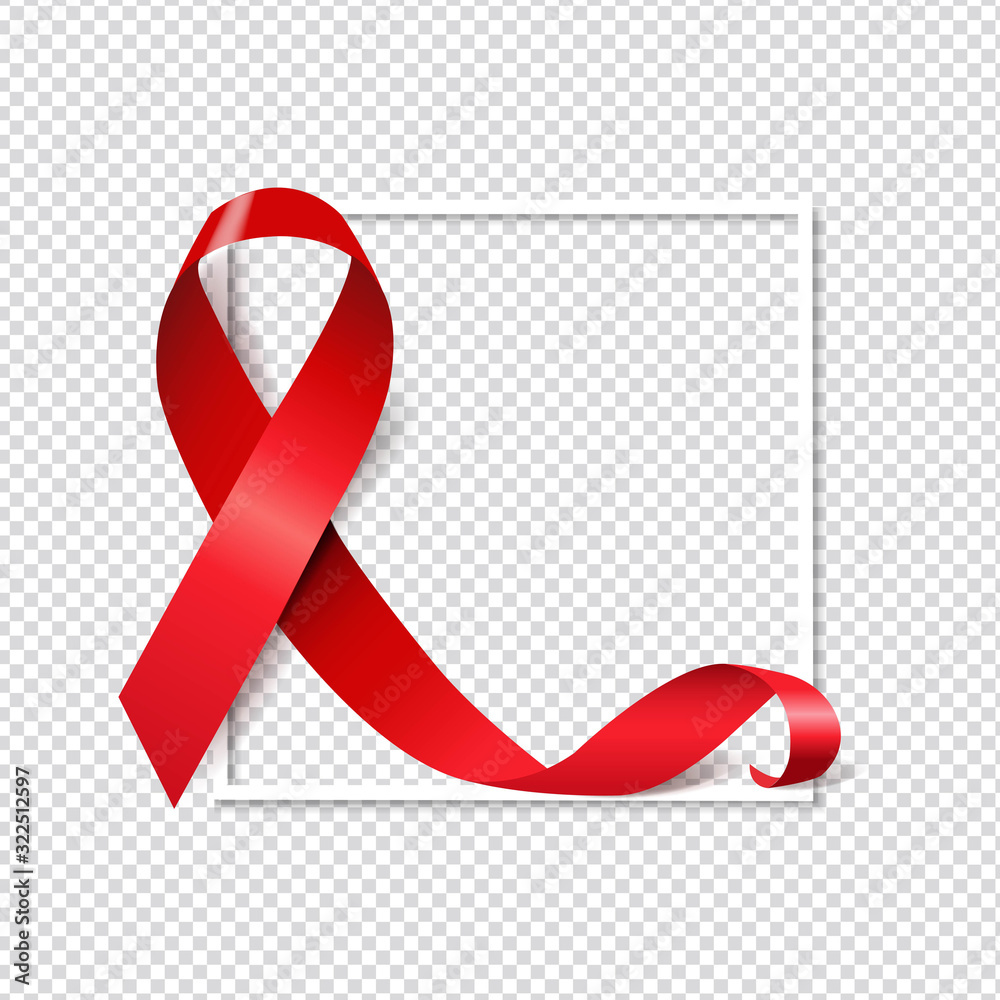 Aids Day Symbol Red Ribbon Transparent Background Stock Vector | Adobe ...