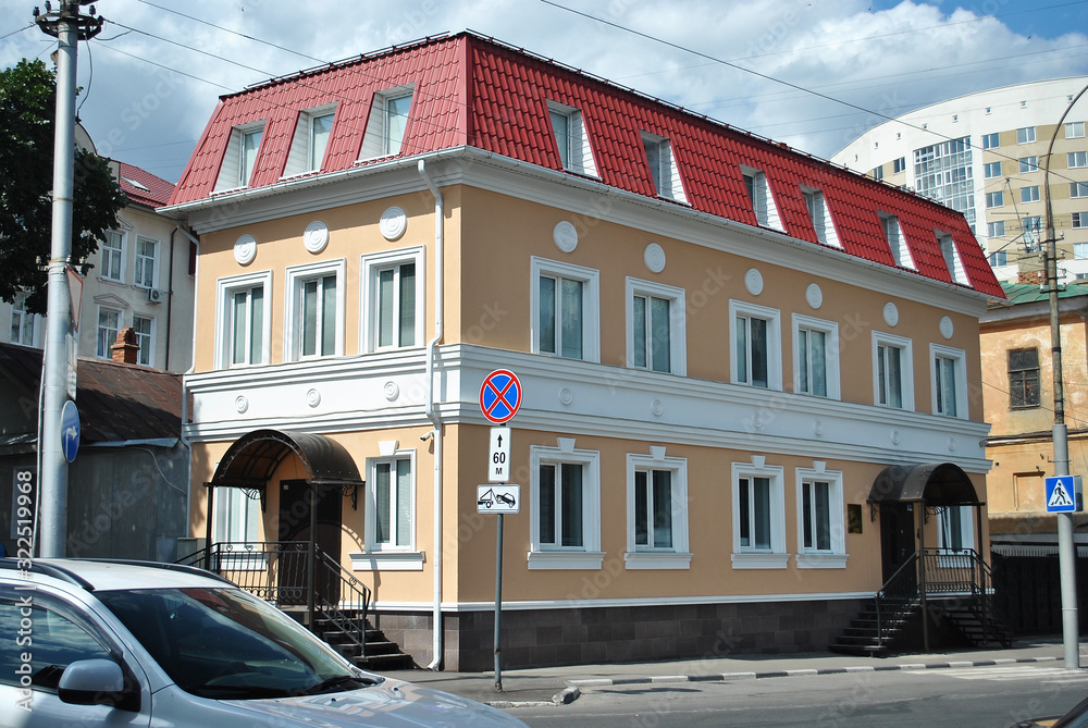 Restoration of old buildings in a modern city. The architecture in the ...